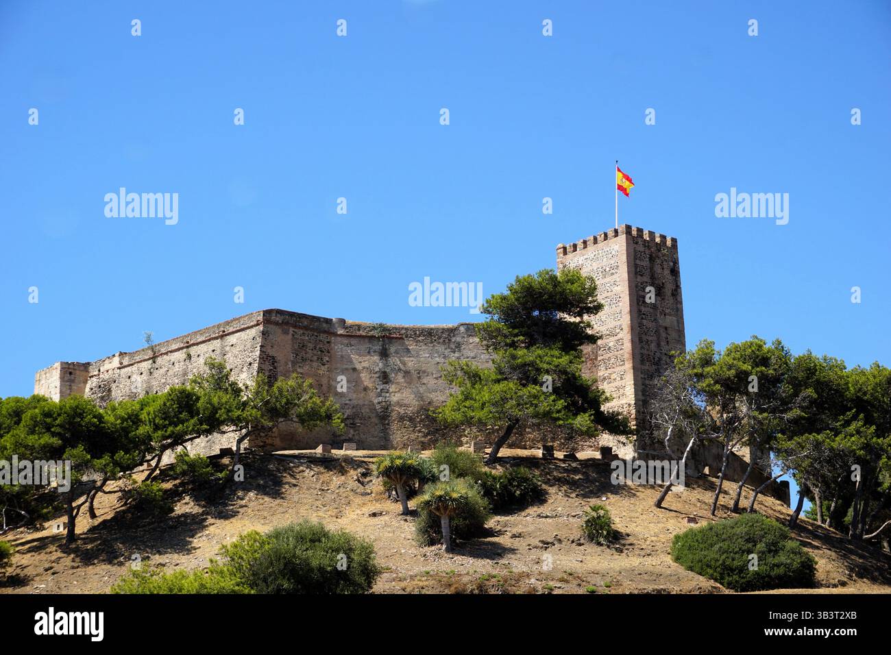 Moorish castle Castillo de Sohail on top of a hill; popular attraction ...