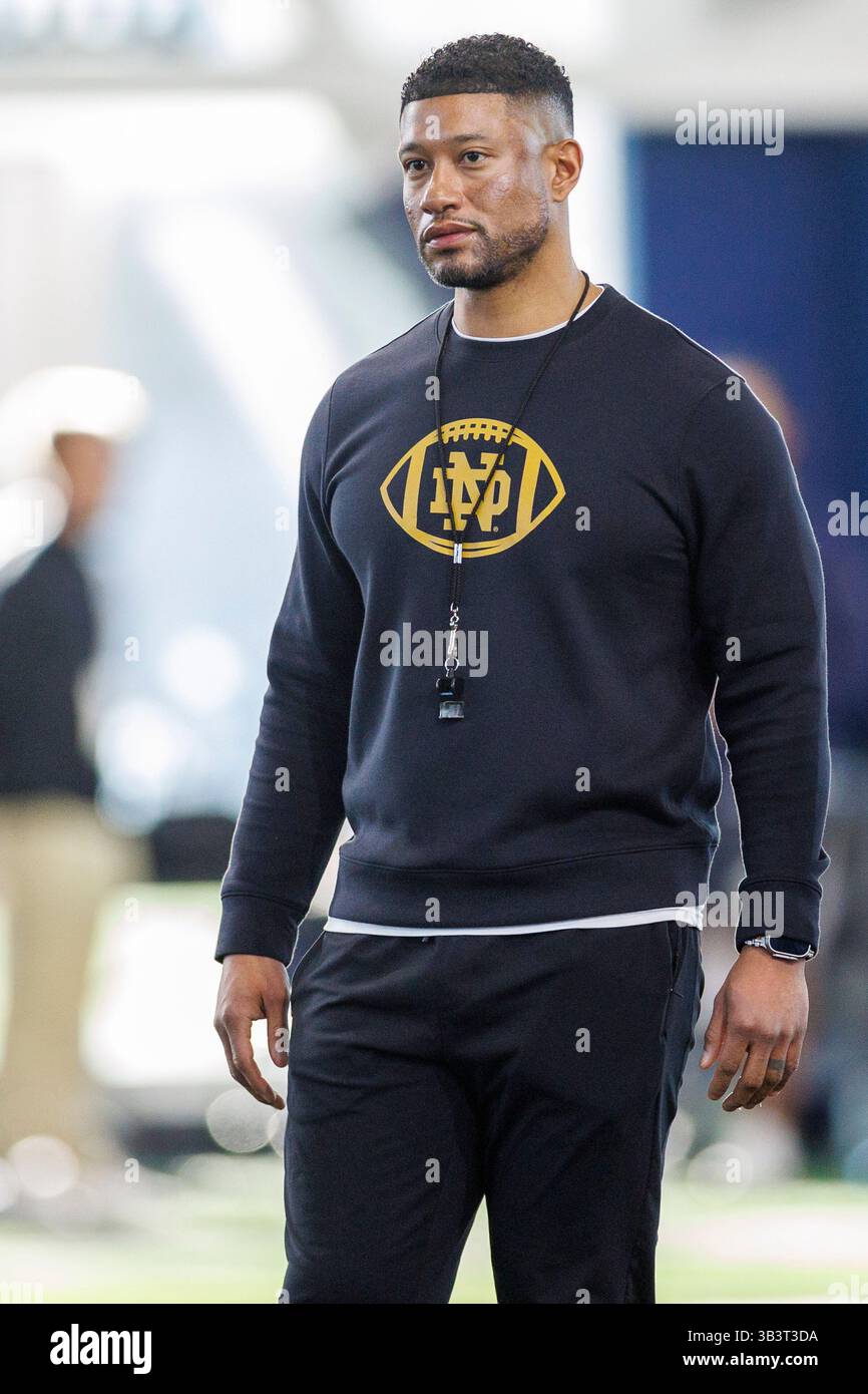 South Bend, Indiana, USA. 19th Mar, 2025. Notre Dame head coach Marcus ...