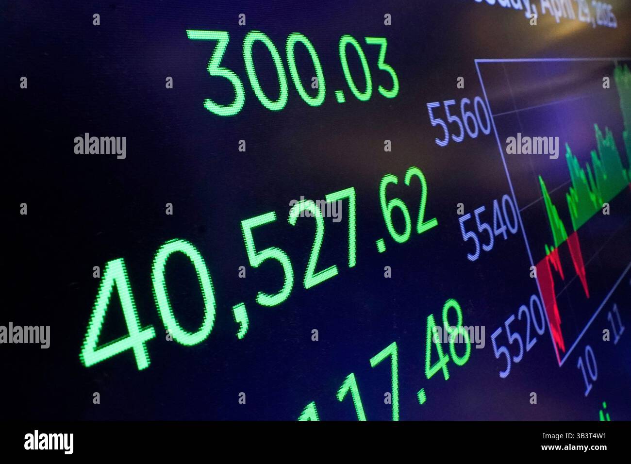A board above the trading floor of the New York Stock Exchange displays ...