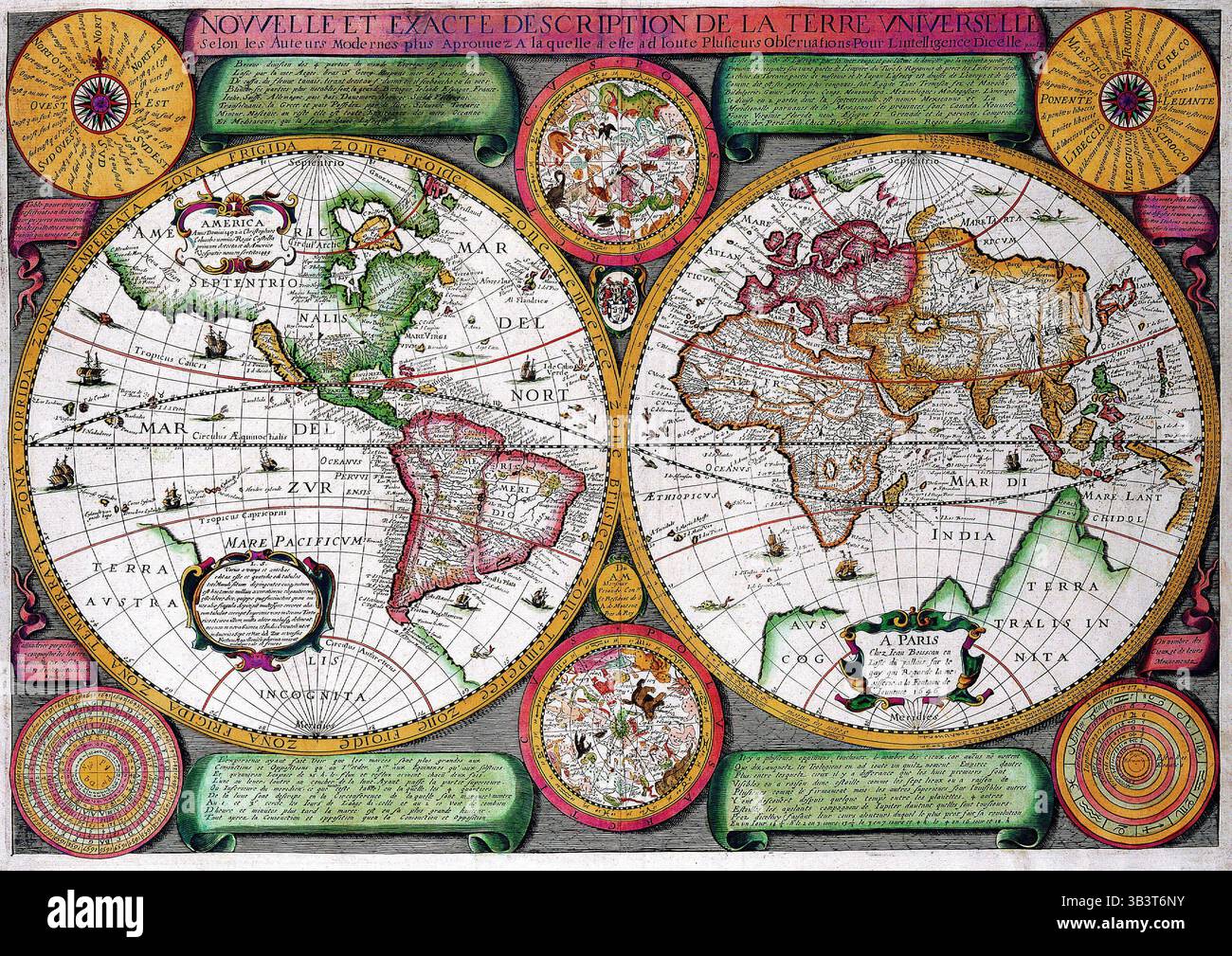 SEATTLE -SEP 26, 2024 - Detailed antique map of the world, presenting a ...