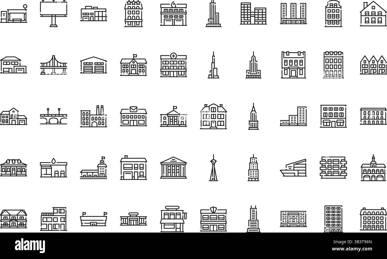 Urban building icons Simple vector icon. Illustration symbol design template for web mobile UI ...