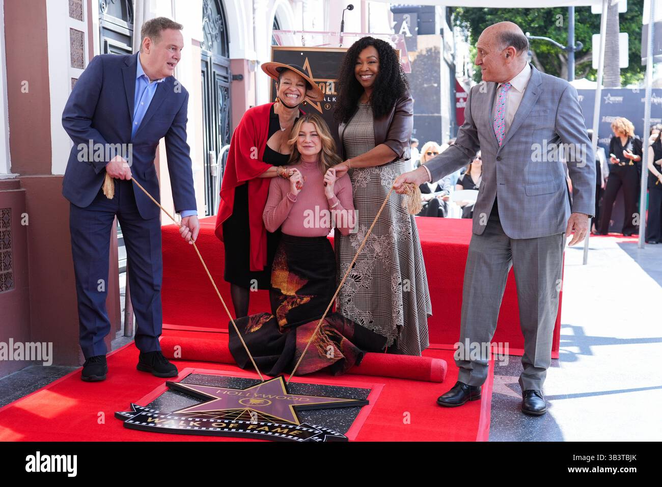Jerry Neuman, from left, Debbie Allen, Ellen Pompeo, Shonda Rhimes, and ...
