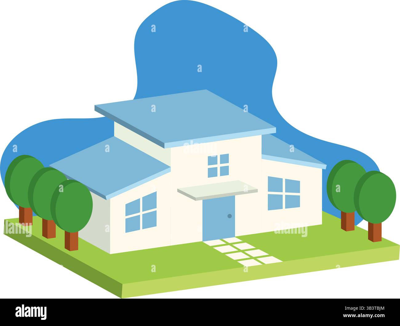 Modern house with green yard. Vector illustration Stock Vector Image ...