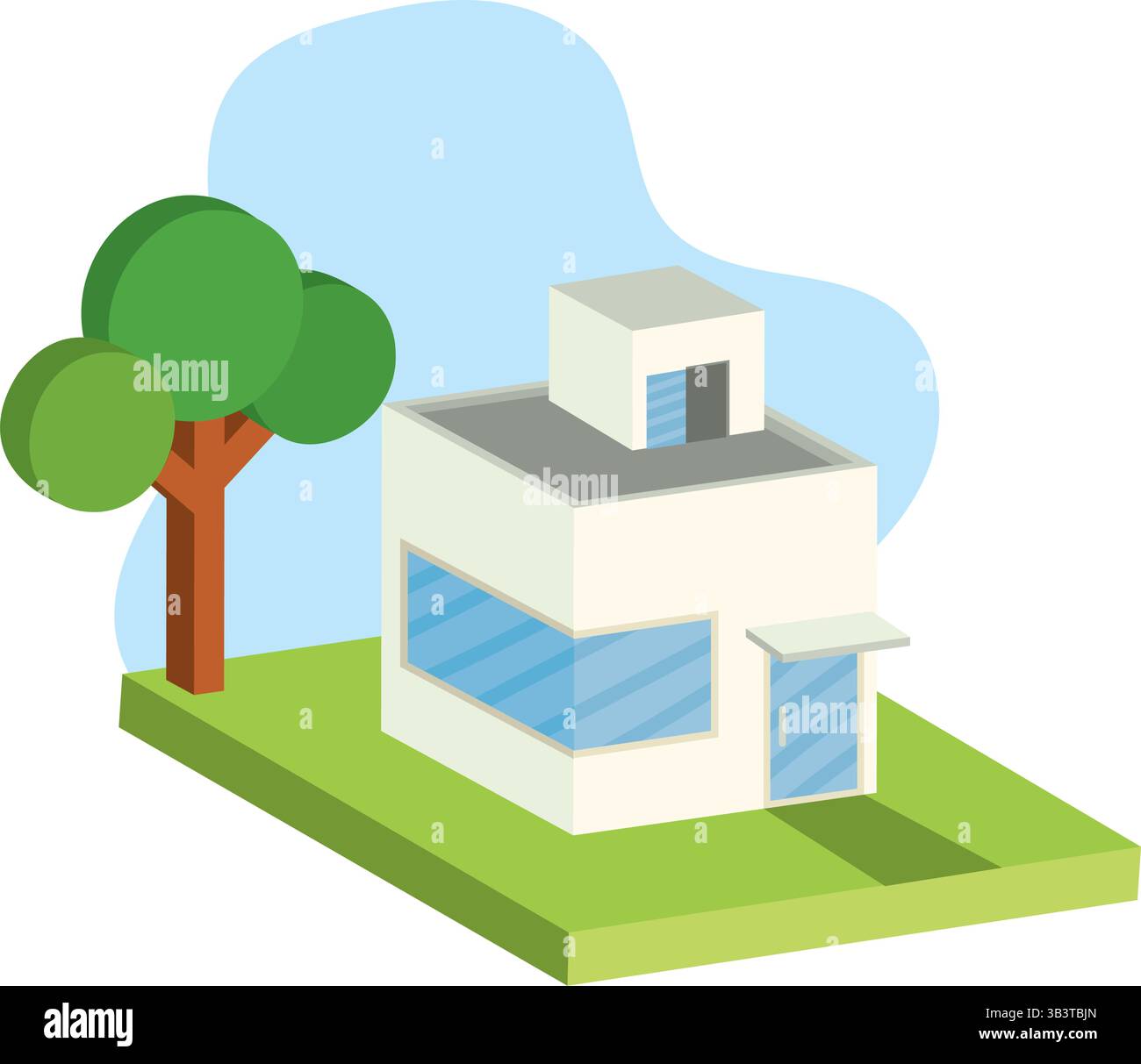 Modern house with green yard. Vector illustration Stock Vector Image ...