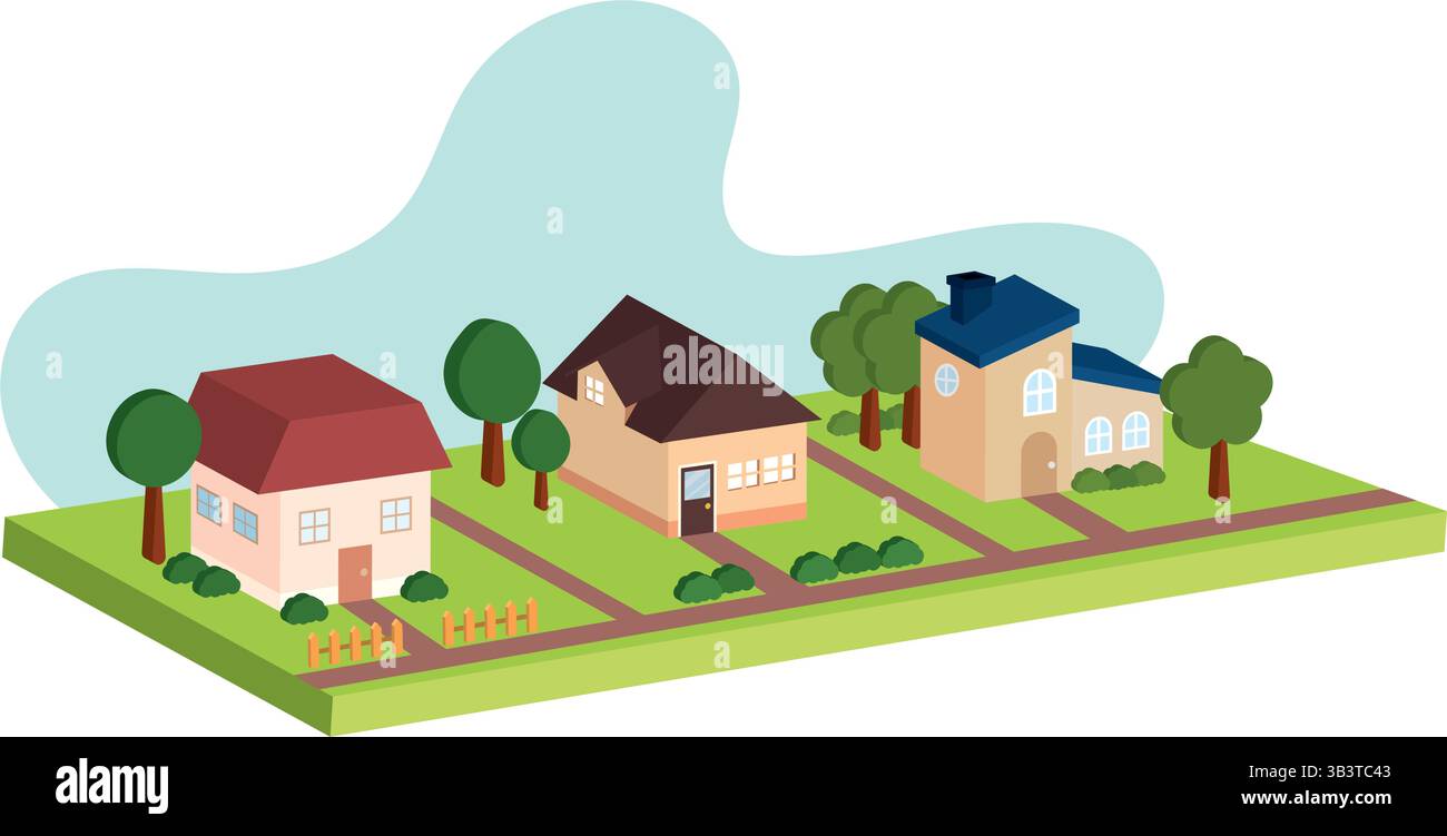Suburban neighborhood scene. Vector illustration Stock Vector Image ...