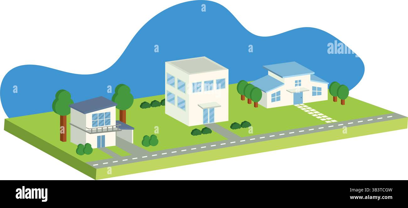 Modern suburban home row. Vector illustration Stock Vector Image & Art ...