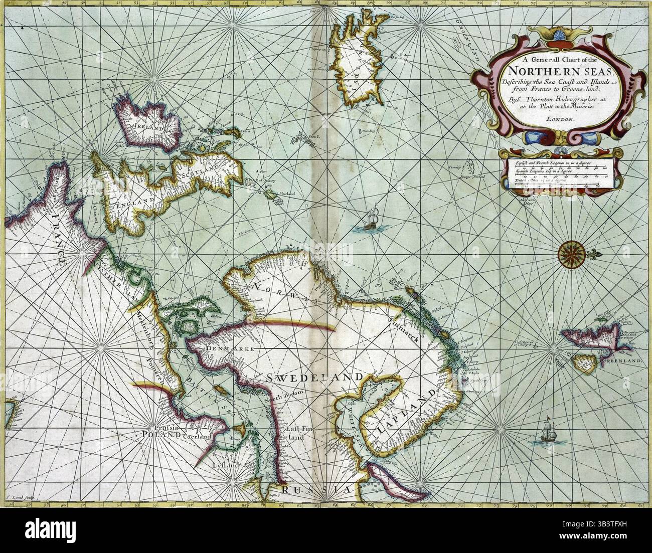 Chart of the North Sea from France to Greenland, from 19th century ...