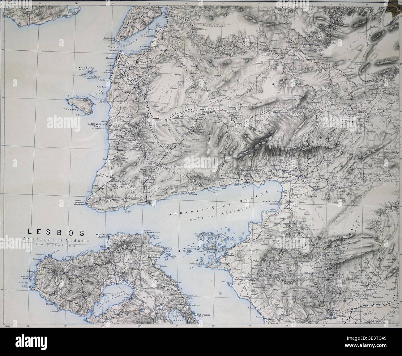 Map of the Dardanelles, Troy and Greek Island of Lesbos, Modified from ...