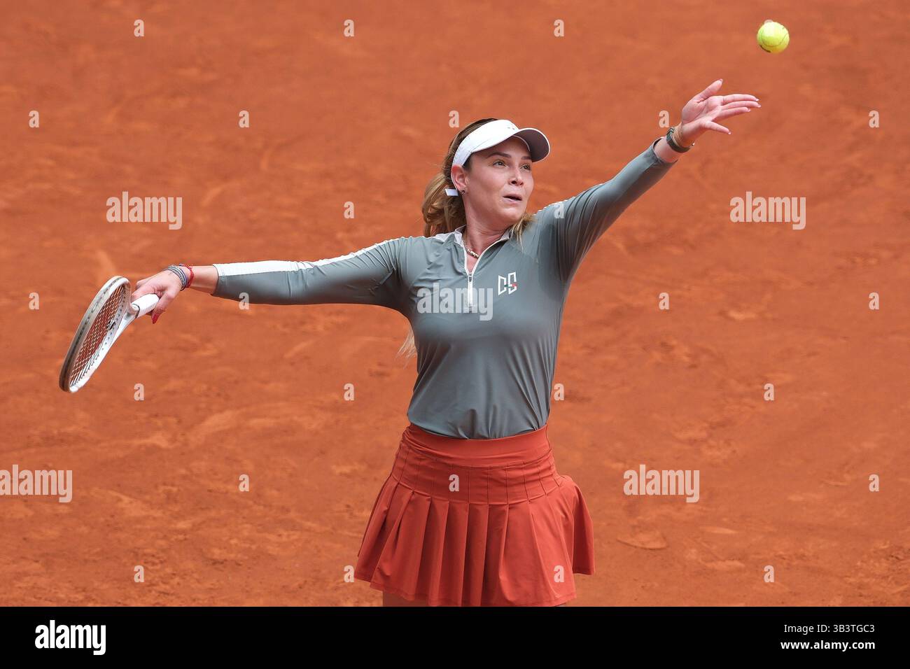 Donna Vekic of Croatia in action the Mutua Madrid Open at La Caja ...