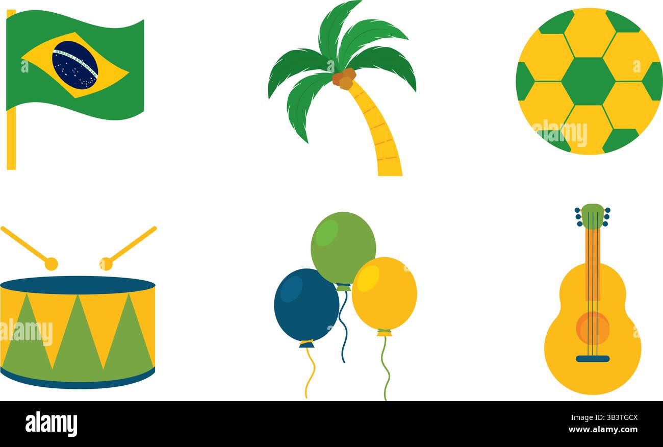 Minimal Brazilian identity icons. Vector illustration Stock Vector ...