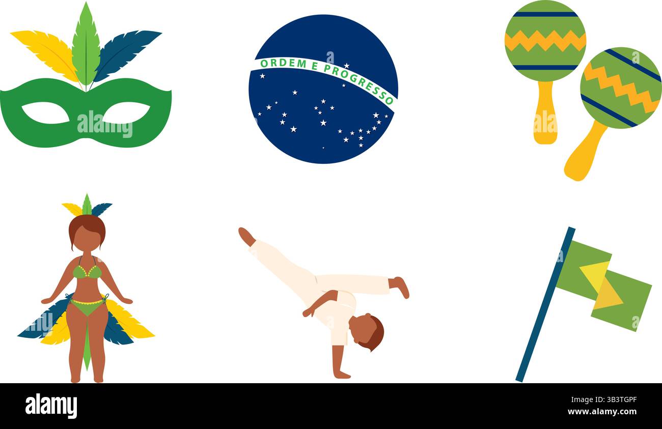 Traditional Brazil symbol icons. Vector illustration Stock Vector Image ...