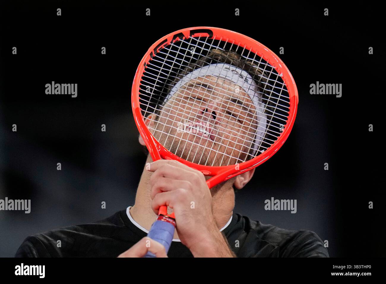 United States' Taylor Fritz reacts during his match against Norway's ...
