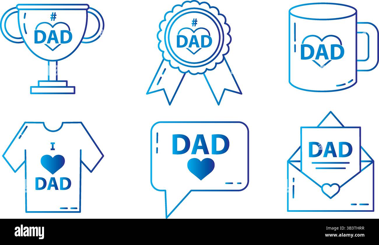 Dad icons trophy shirt mail. Vector illustration Stock Vector Image ...