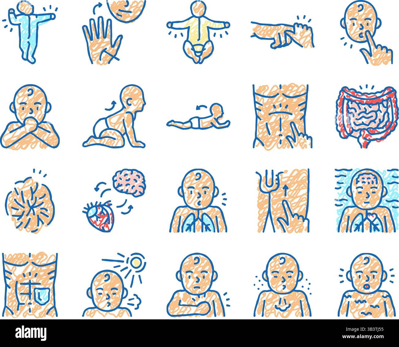 Reflex Of Human Neurology System Icons hand drawn Stock Vector Image ...