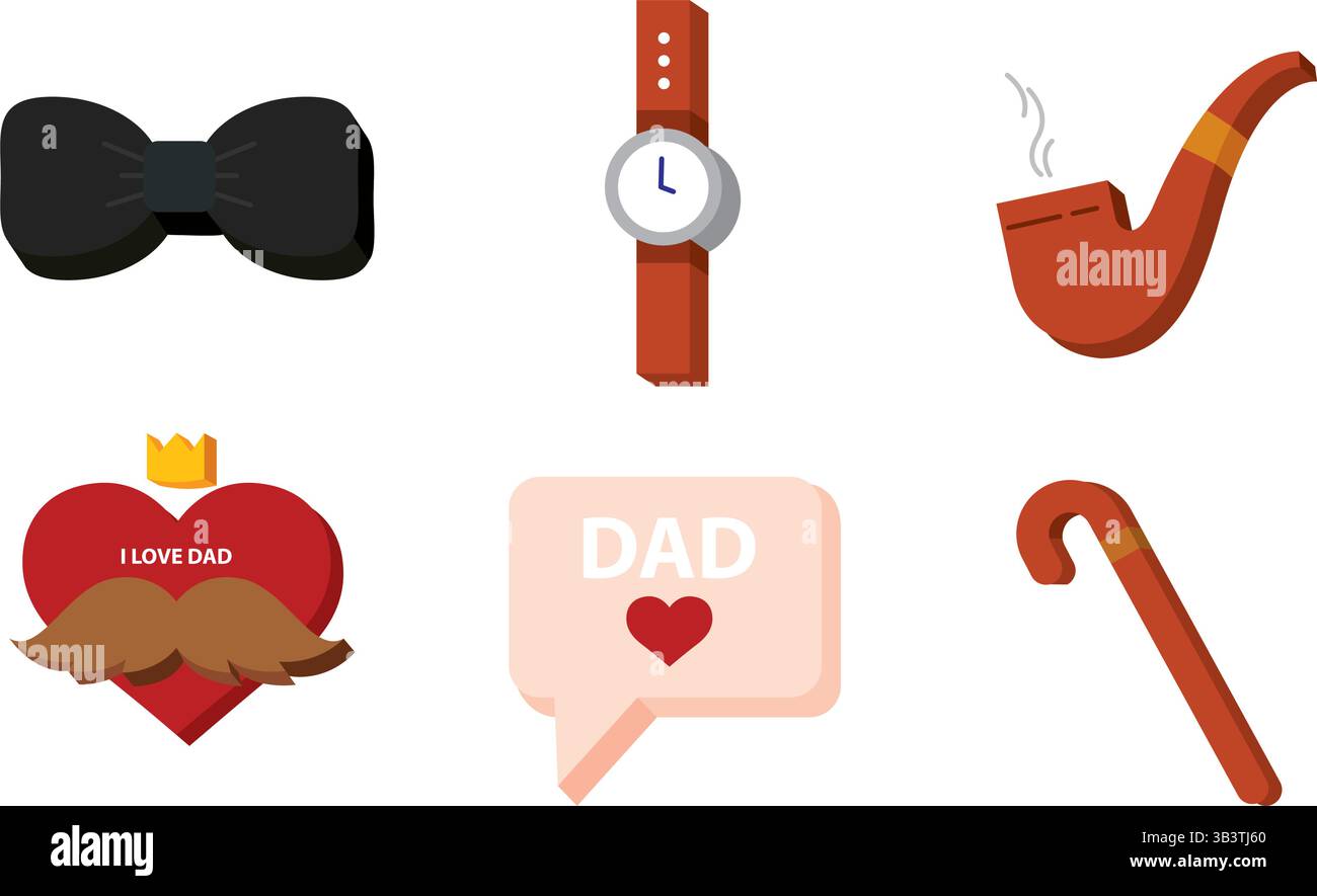 Pipe heart cane dad symbols. Vector illustration Stock Vector Image ...