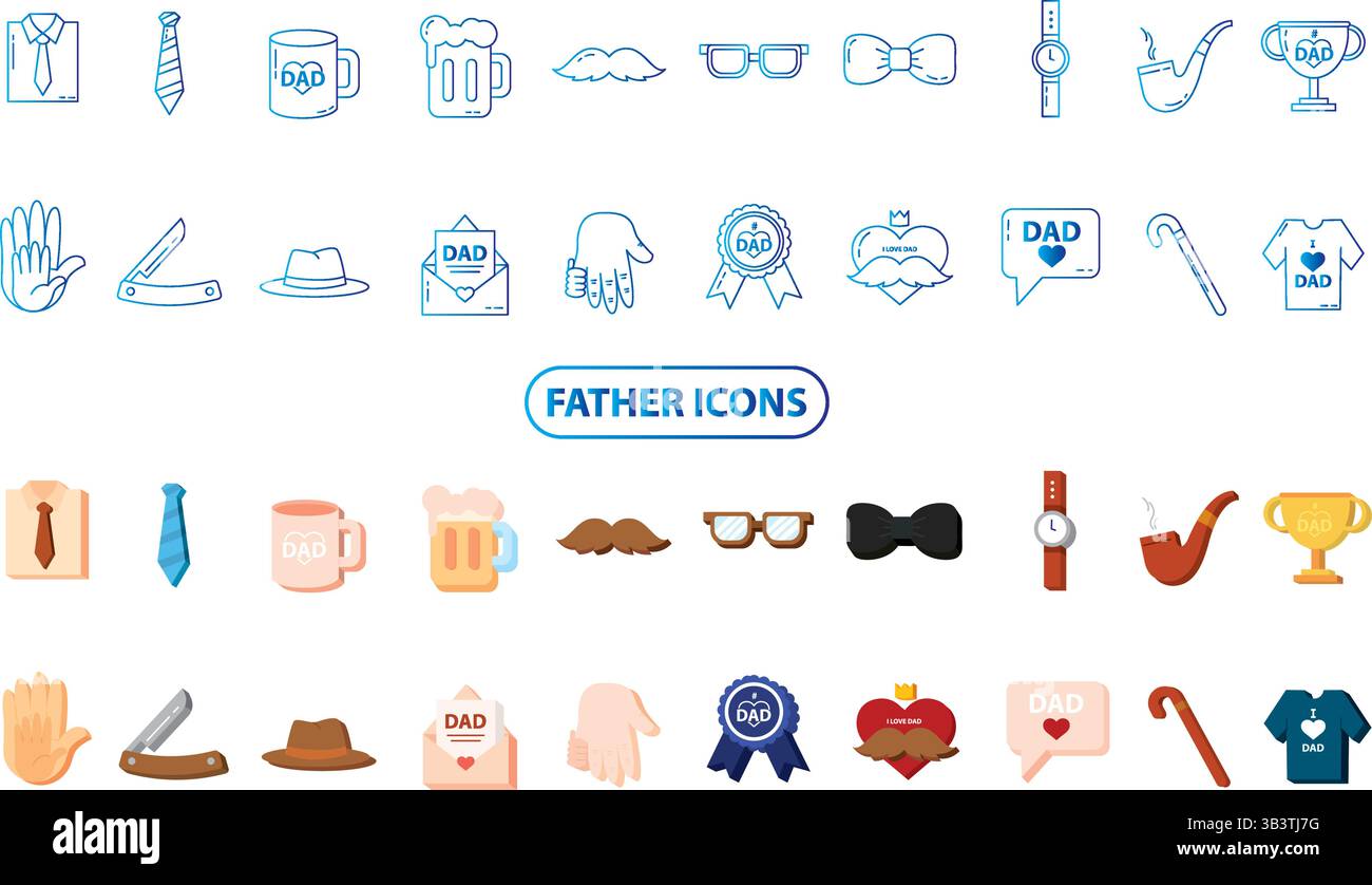 Complete father icon bundle. Vector illustration Stock Vector Image ...