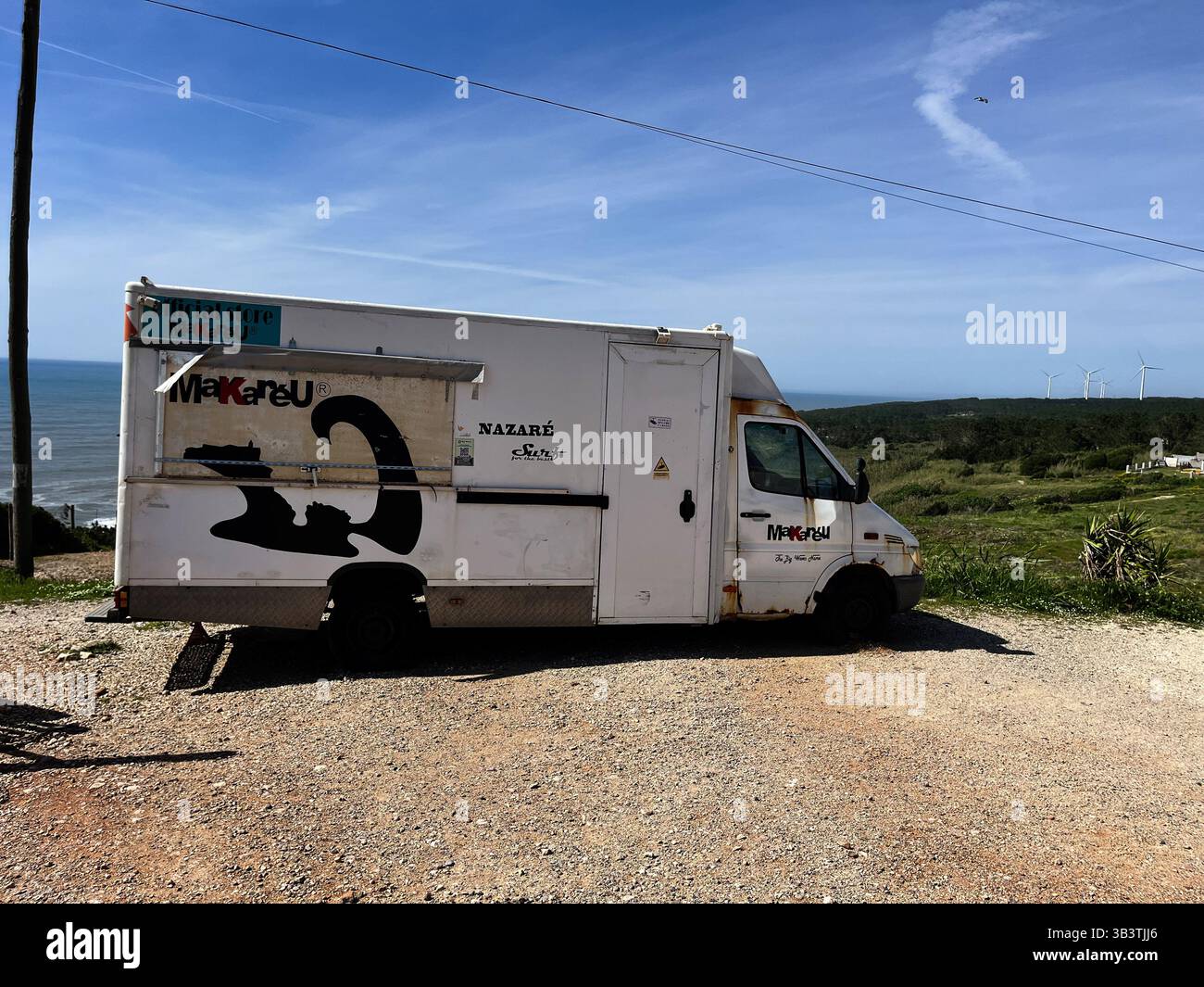 Nazare, Portugal - April 27, 2025: White vending truck on a coastal ...
