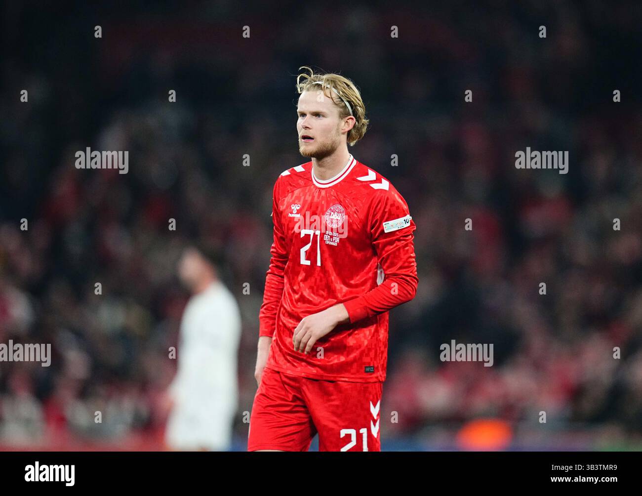 Parken, Copenhagen, Denmark. 20th Mar, 2025. Morten Hjulmand of Denmark ...