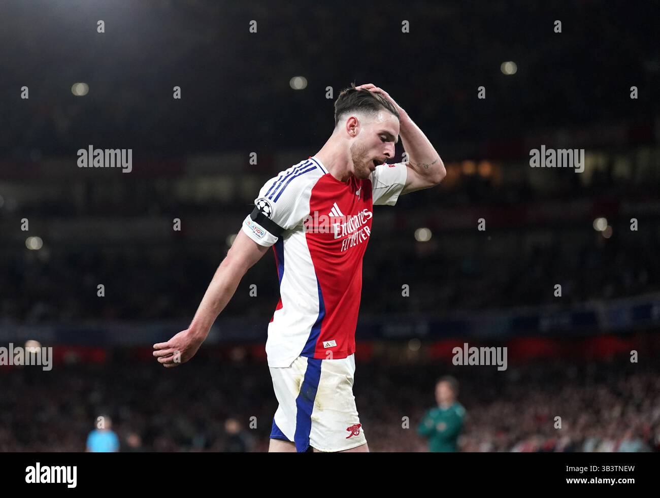 Arsenal's Declan Rice reacts during the UEFA Champions League semi ...