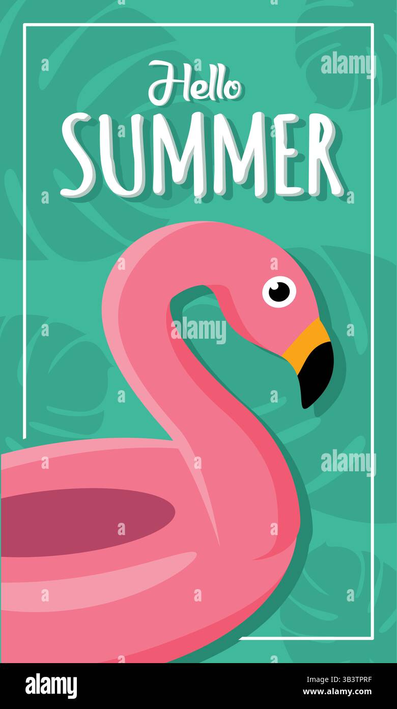 Hello summer flamingo art. Vector illustration Stock Vector Image & Art ...