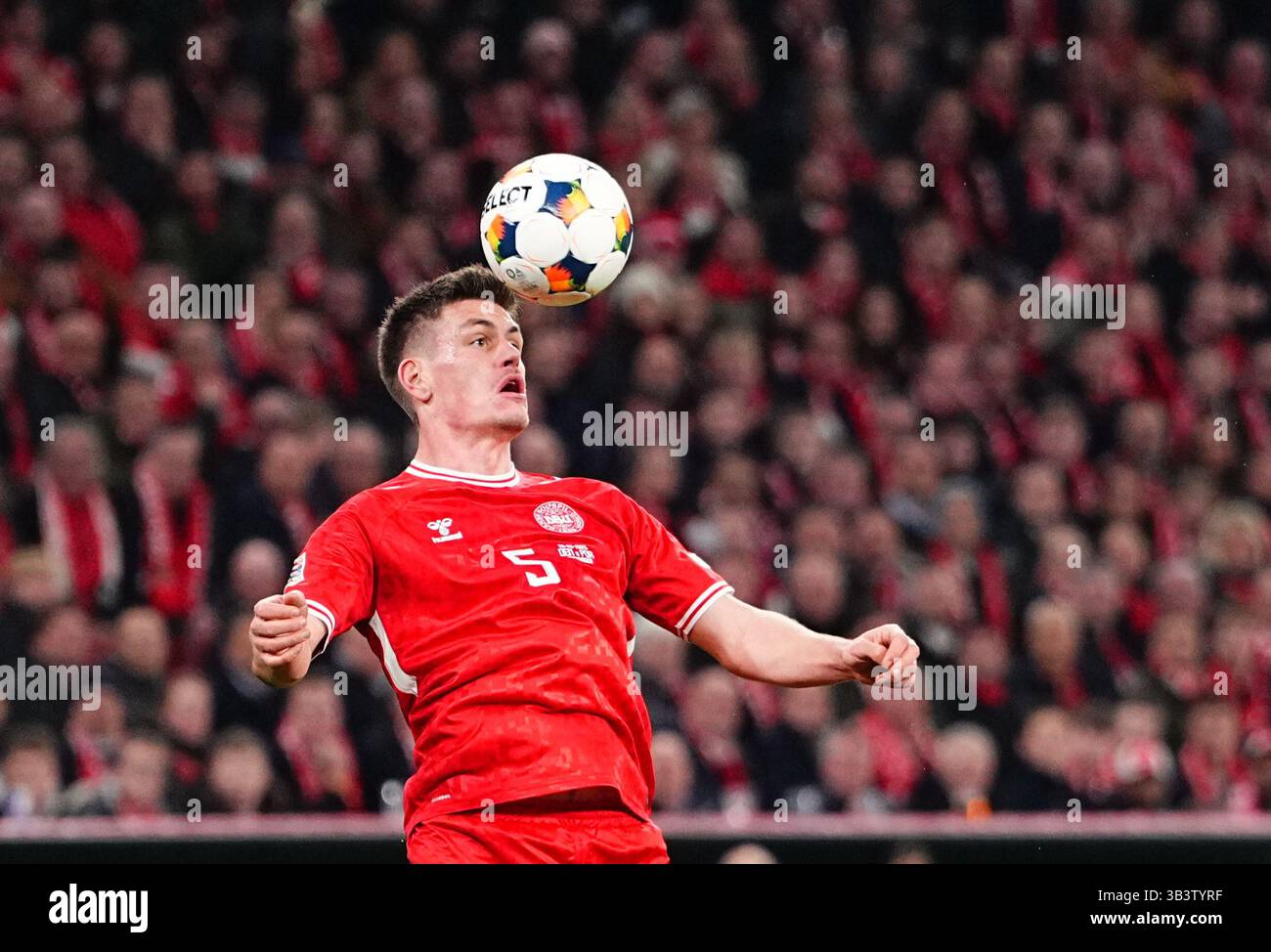 March 20 2025: Joakim Maehle of Denmark controls the ball during a UEFA ...