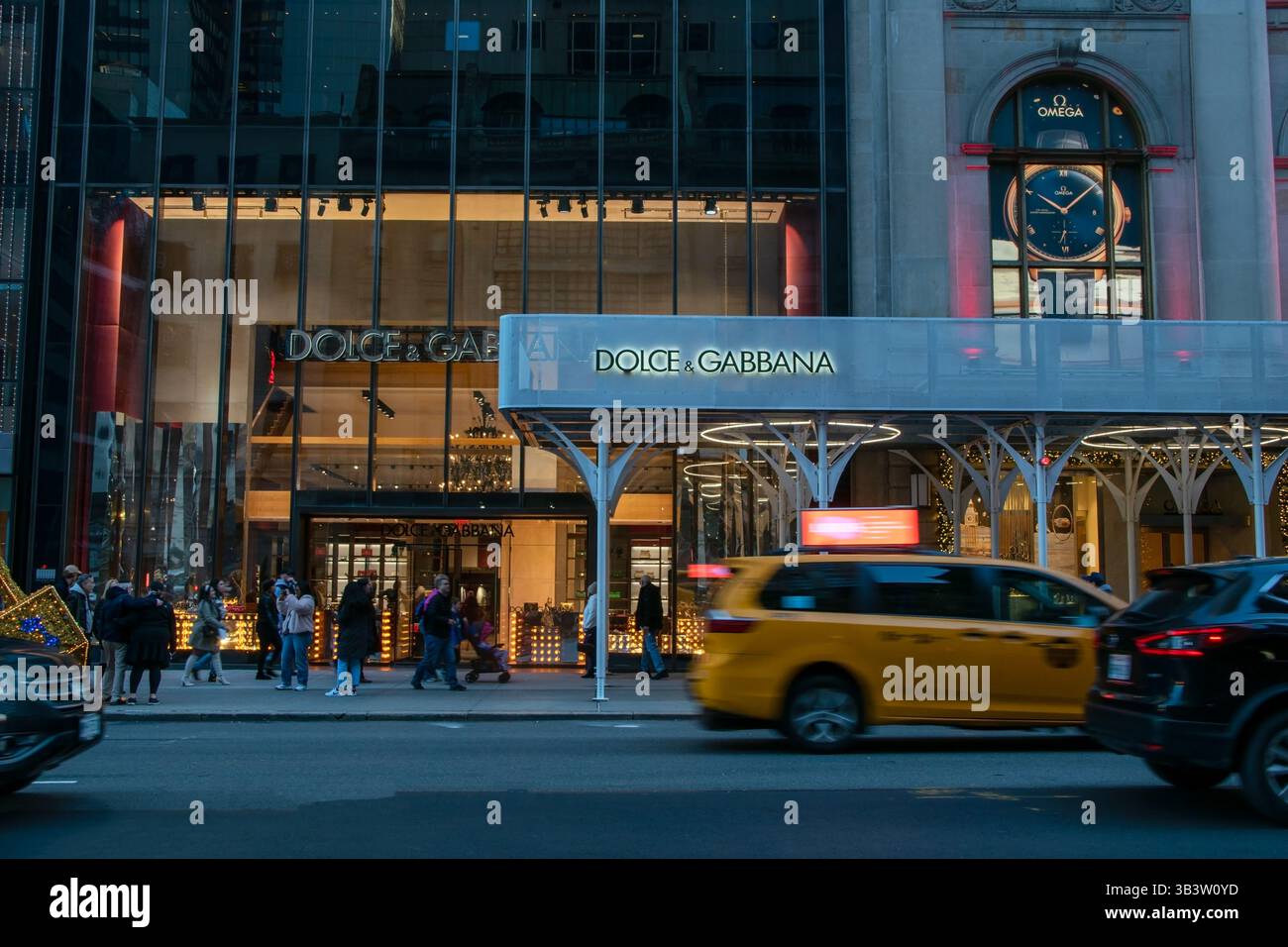 New York 5th Avenue luxury retail scene with Dolce Gabbana boutique ...
