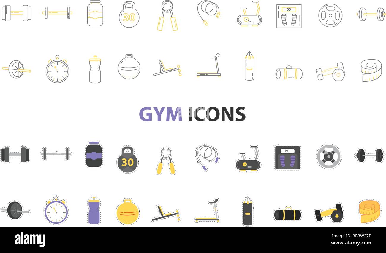 Gym icons bundle layout. Vector illustration Stock Vector Image & Art ...