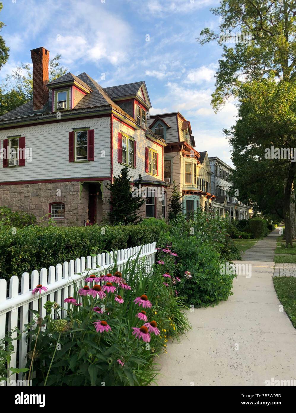 Classic private house with a small plot in the American suburbs Stock ...