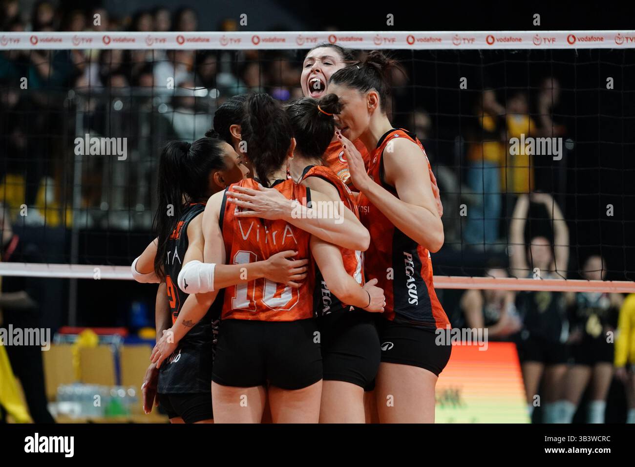 ISTANBUL, TURKIYE - APRIL 12, 2025: Eczacibasi Dynavit players ...