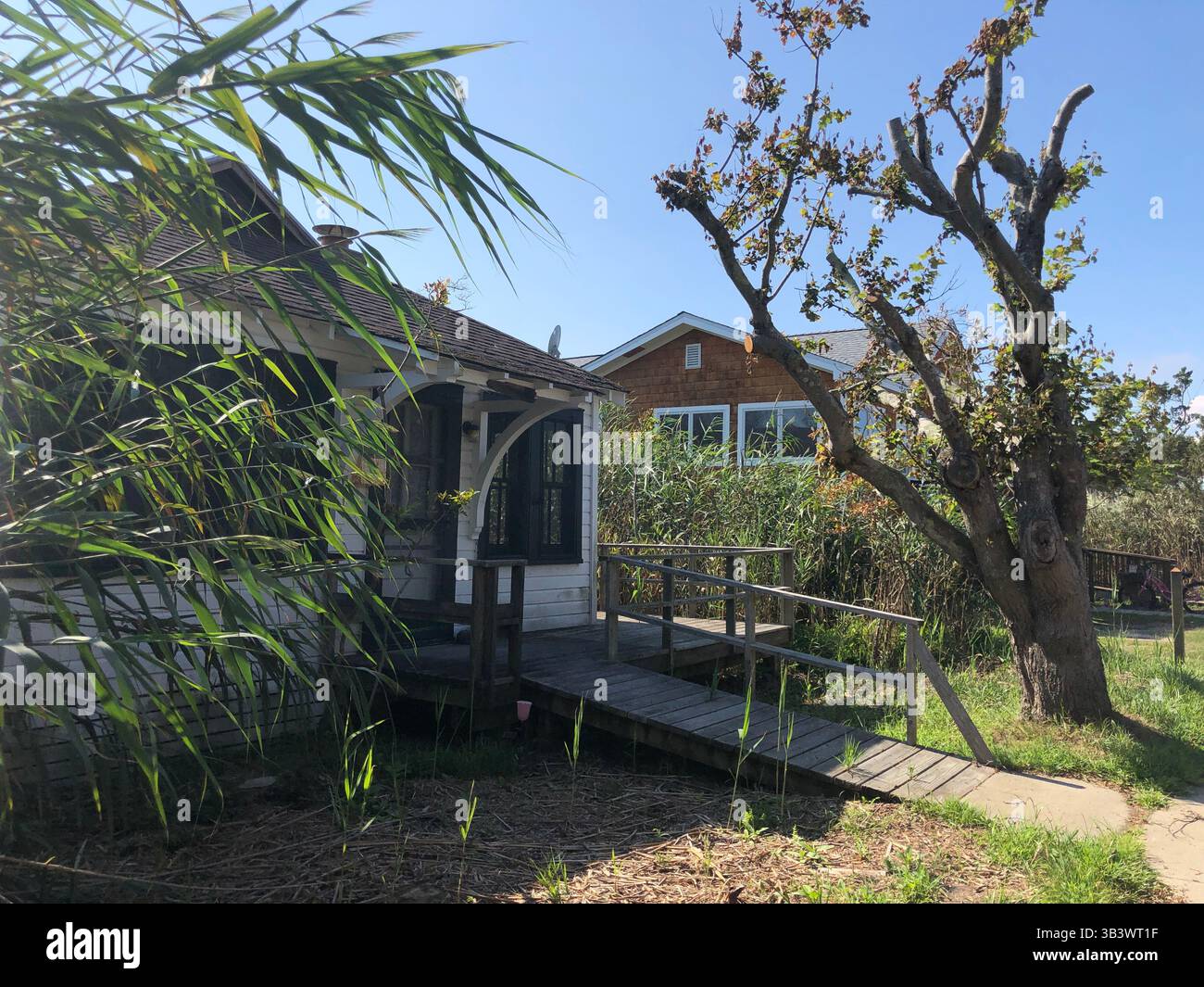 Classic private house with a small plot in the American suburbs Stock ...