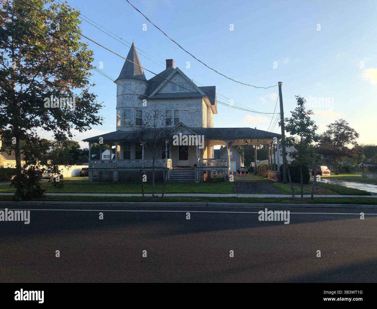 Classic private house with a small plot in the American suburbs Stock ...