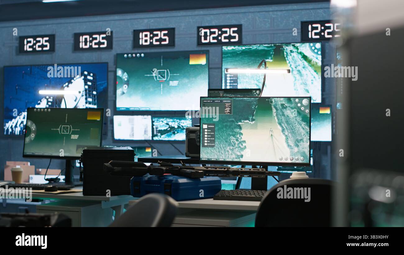 Secure room in army governmental facility operating as military command ...