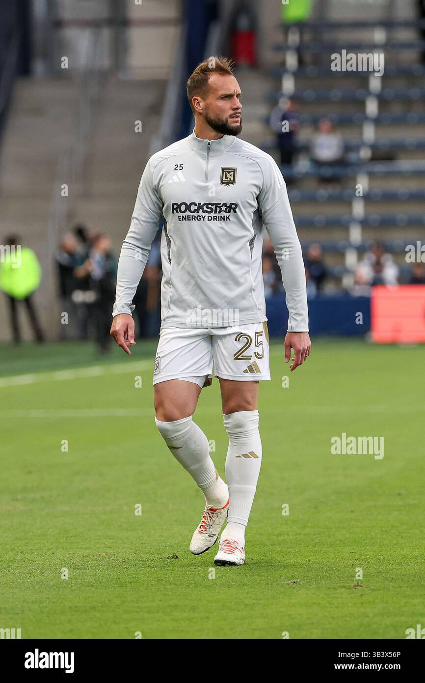 Kansas City, KS, USA. 22nd Mar, 2025. Los Angeles FC defender Maxime ...