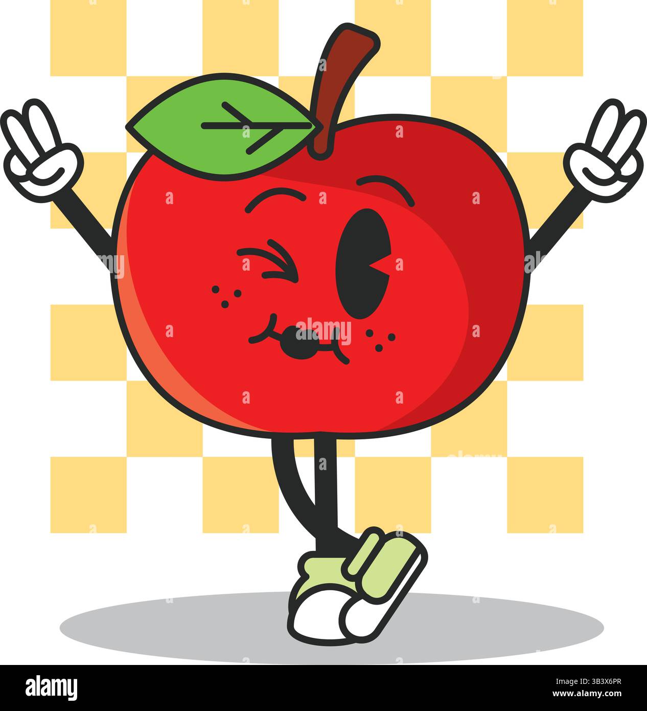 Cheerful apple cartoon. Vector illustration Stock Vector Image & Art ...