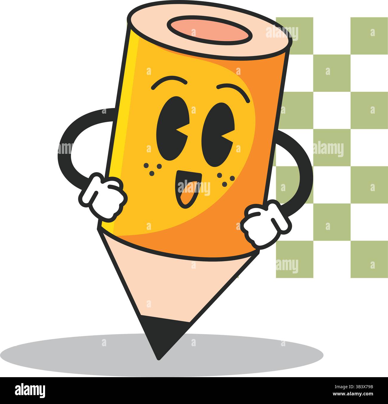 Happy yellow pencil. Vector illustration Stock Vector Image & Art - Alamy