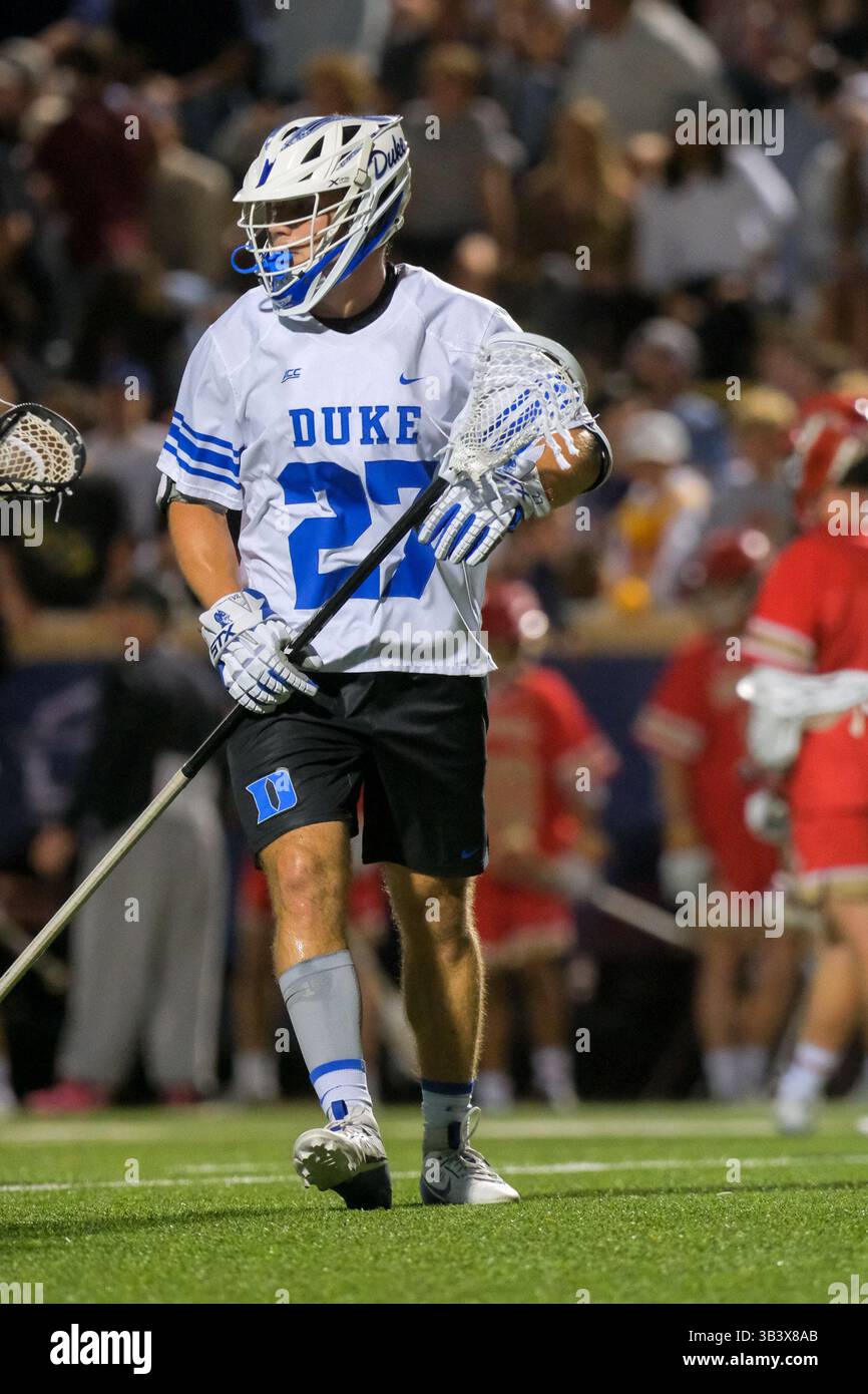 Highlander Stadium, Dallas, TX, USA. 22nd Mar, 2025. Duke defenseman ...