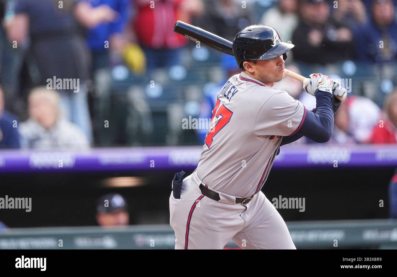 Atlanta Braves third baseman Austin Riley (27) in the first inning of a ...