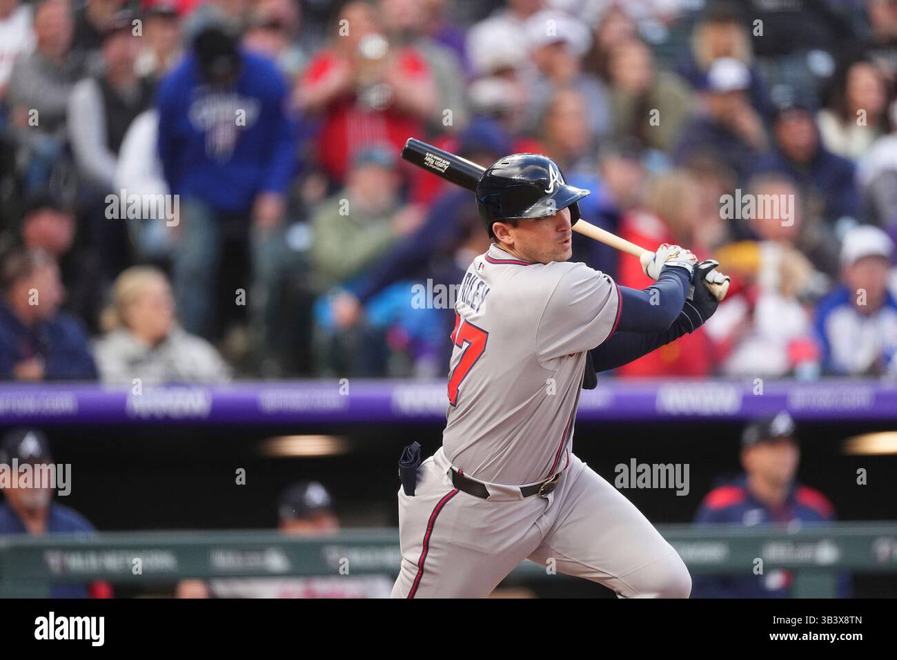 Atlanta Braves third baseman Austin Riley (27) in the third inning of a ...