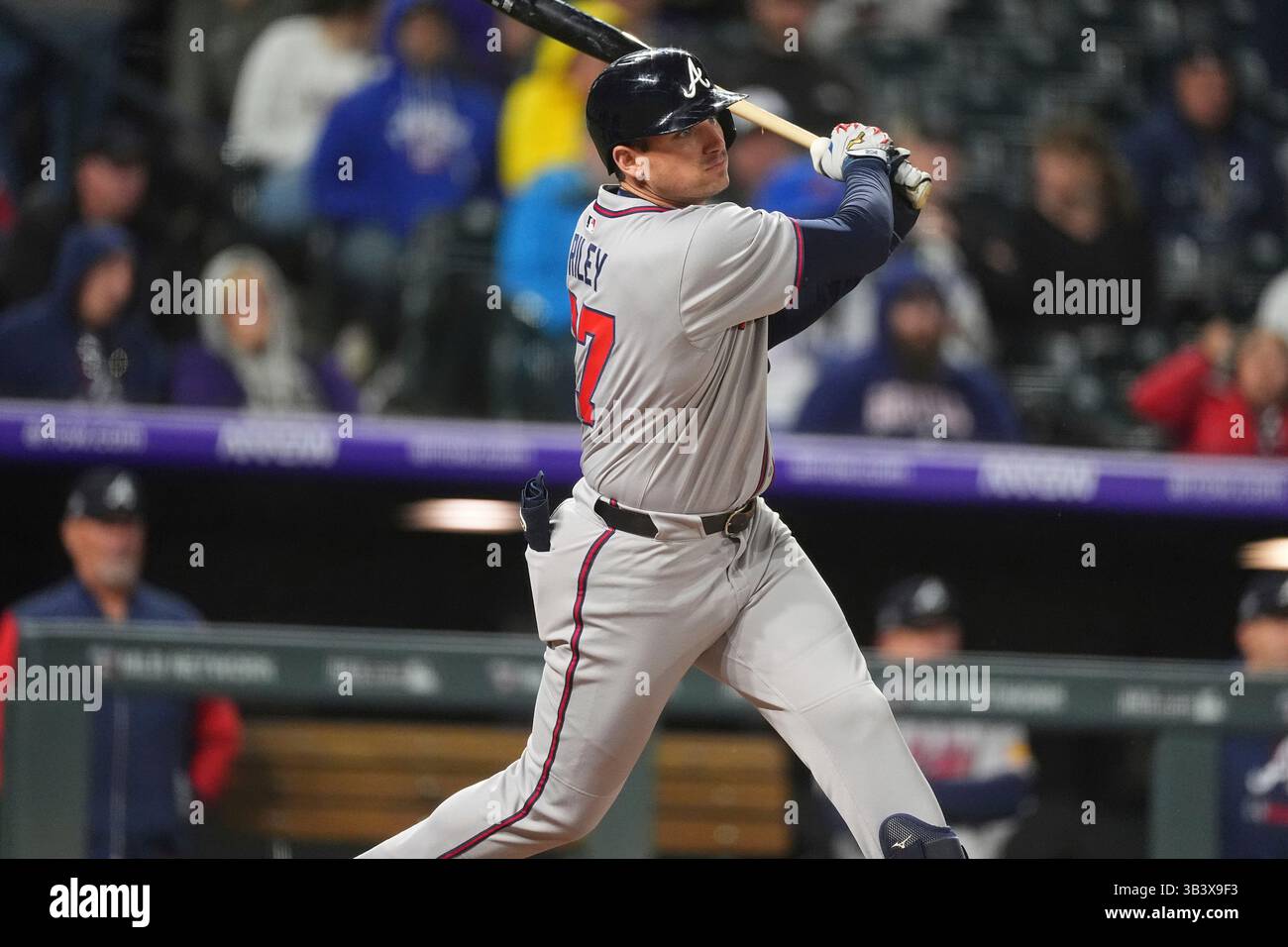 Atlanta Braves third baseman Austin Riley (27) in the sixth inning of a ...
