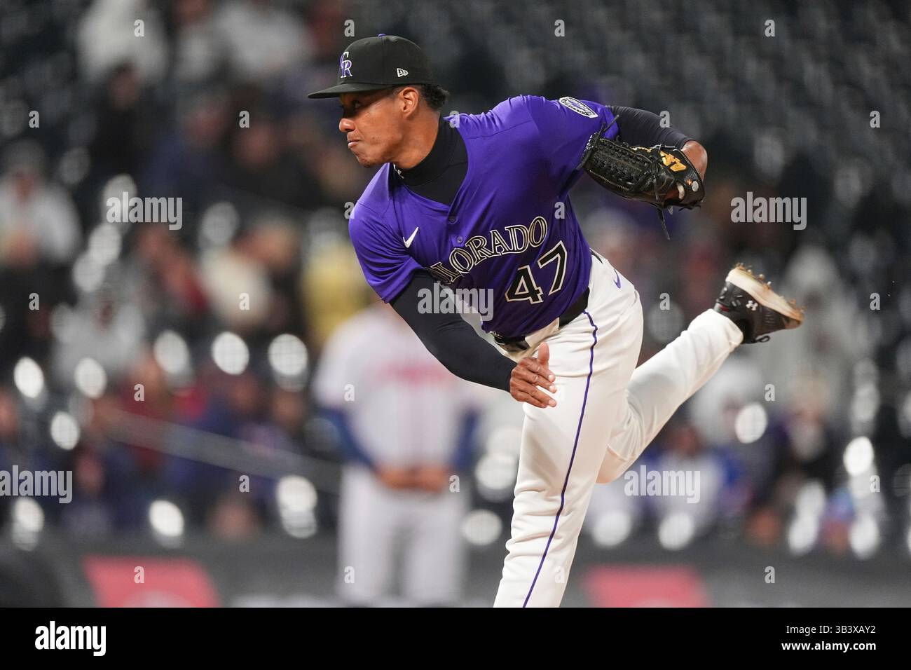 Colorado Rockies relief pitcher Juan Mejia (47) in the ninth inning of ...