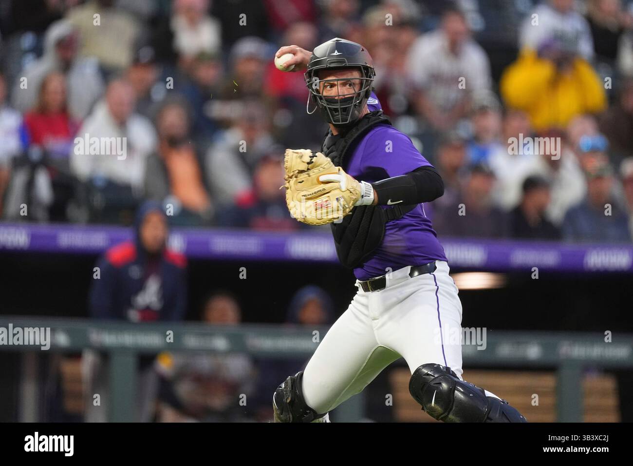 Colorado Rockies catcher Jacob Stallings (25) in the fourth inning of a ...