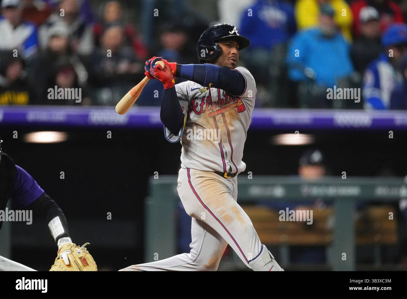 Atlanta Braves second baseman Ozzie Albies (1) in the seventh inning of a baseball game Monday ...