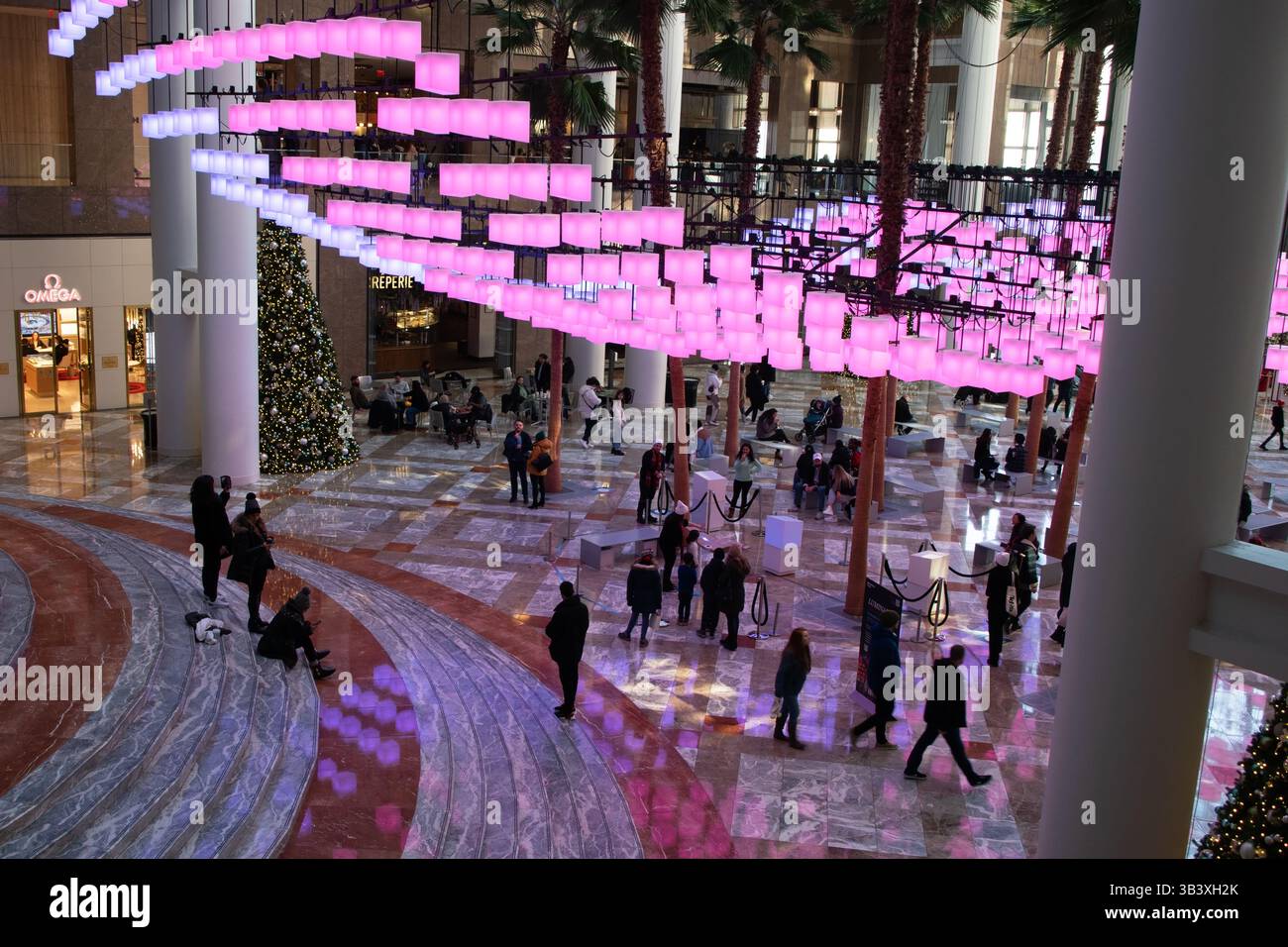 NYC downtown Manhattan World Trade Center Atrium indoor space with palm ...
