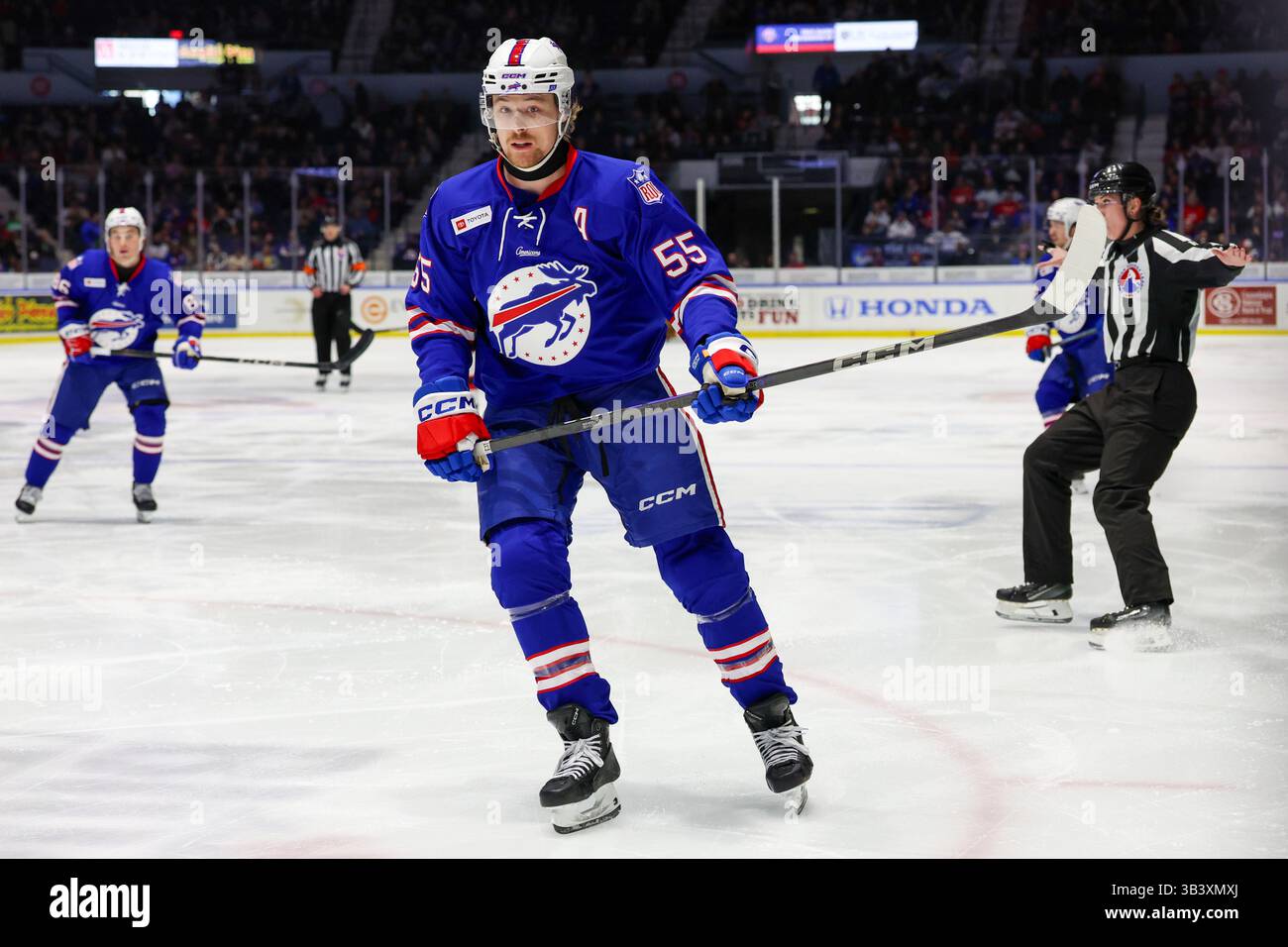 Rochester, New York, USA. 23rd Mar, 2025. Rochester Americans forward ...