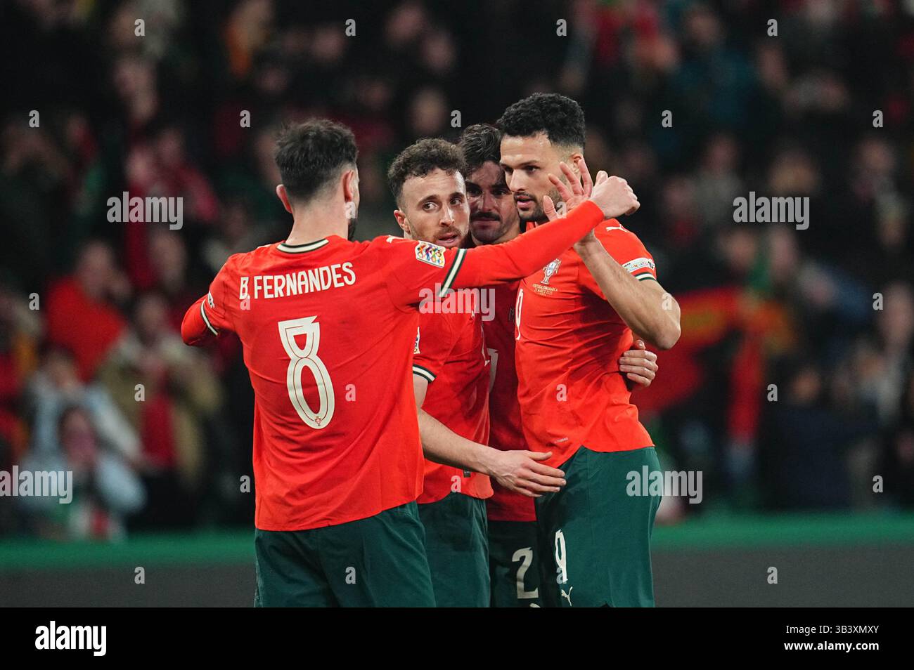 March 23 2025: Pedro Neto of Portugal scores and celebrates his teams ...