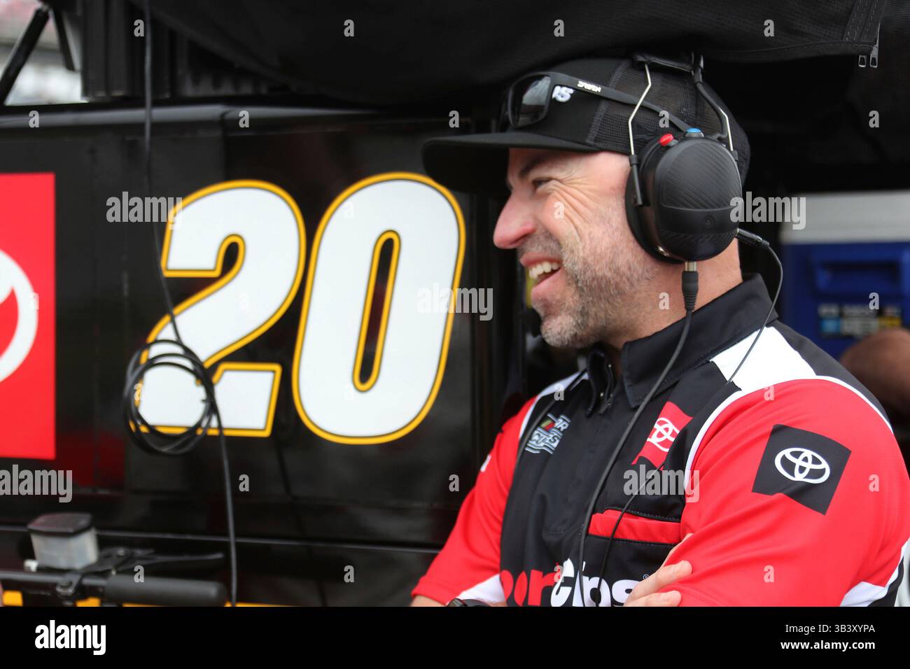 TALLADEGA, AL - APRIL 26: Adam Stevens, crew chief for Christopher Bell ...