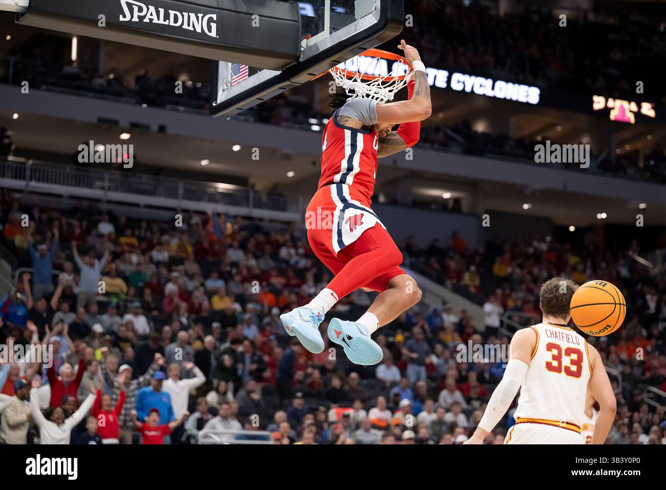 Milwaukee, WI, USA. 23rd Mar, 2025. Mississippi Rebels guard Dre Davis ...