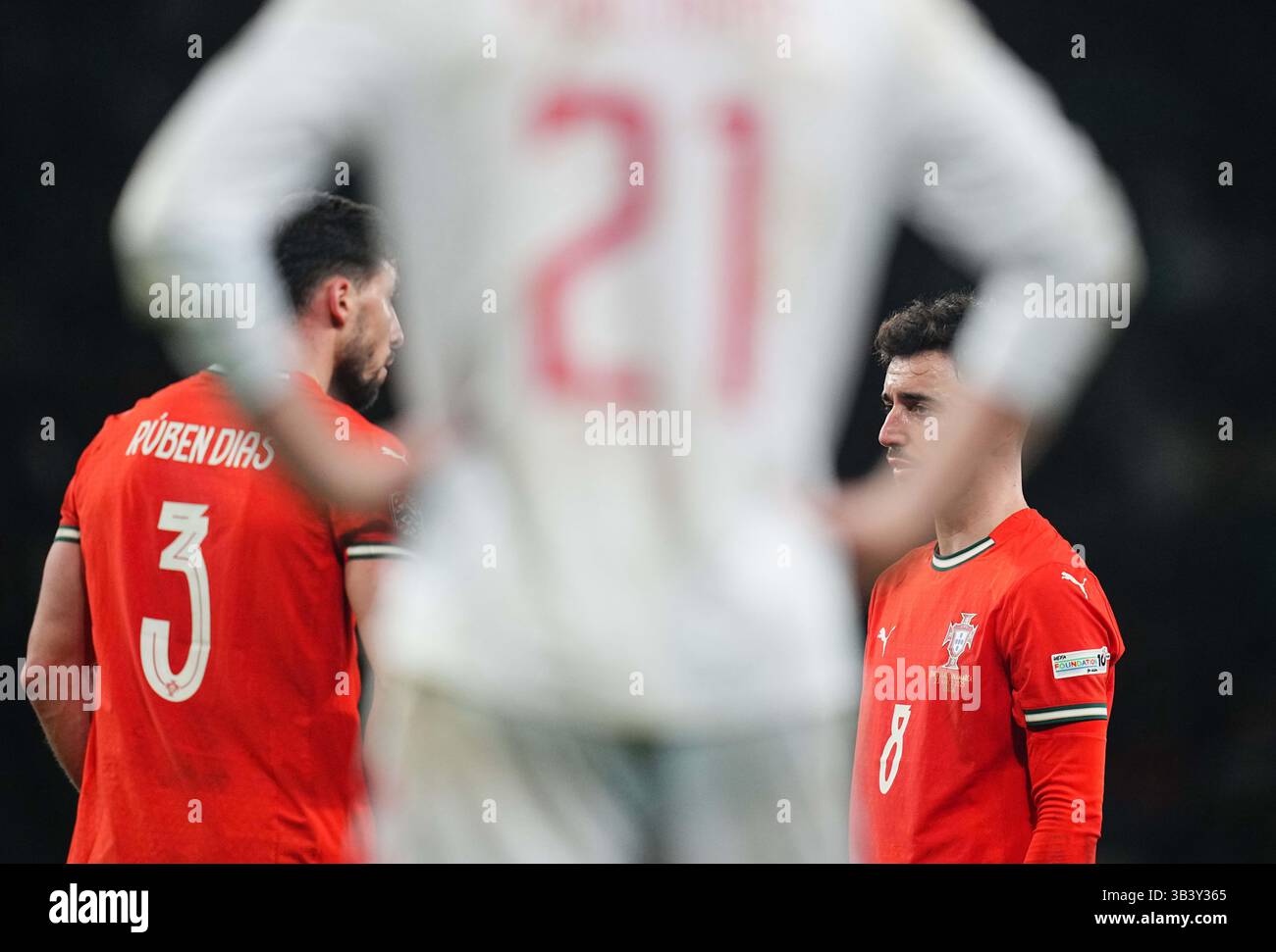March 23 2025: Ruben Dias of Portugal and Bruno Fernandes of Portugal ...
