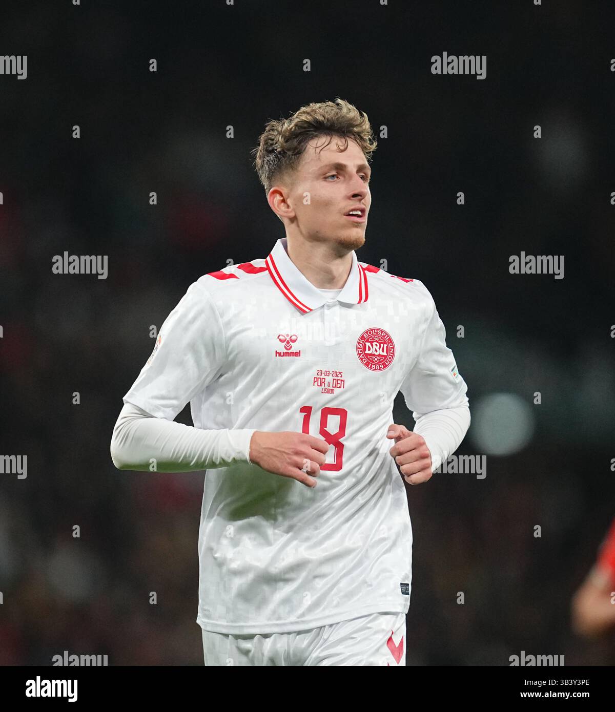 March 23 2025: Jesper Lindstrom of Denmark looks on during a UEFA ...