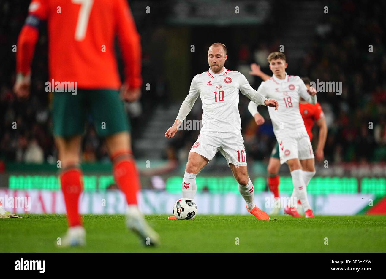 March 23 2025: Christian Eriksen of Denmark controls the ball during a ...